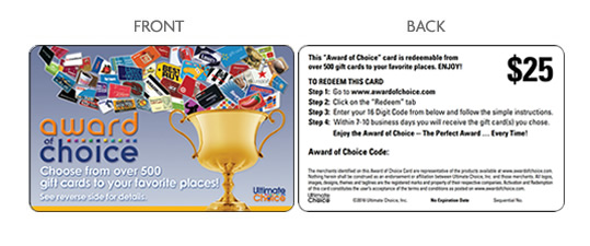 Purchase: Award of Choice Gift Cards and Instant Gifts